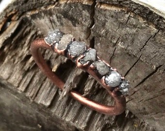 Raw diamond ring | Etsy