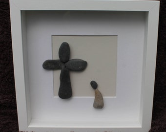 Framed pebble art | Etsy