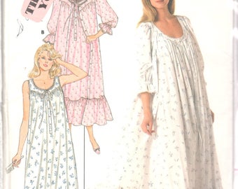 Simplicity 7185 1980s Misses PAJAMAs Romantic NIGHTGOWN