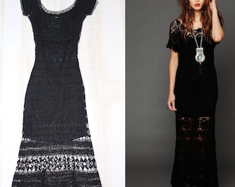 Black crochet dress | Etsy