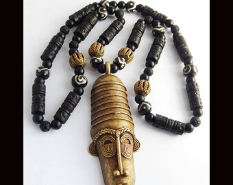 Tribal African Necklaces African Mask Beaded Necklace African