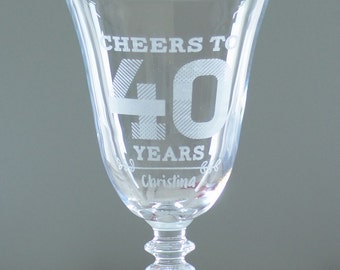 40th birthday glass | Etsy