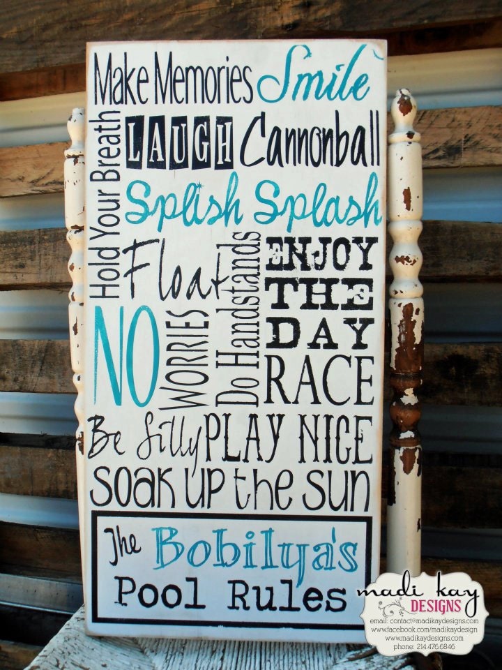 Swimming Pool Sign Pool Sign Personalized Pool Sign Patio