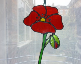 Stained glass poppy | Etsy