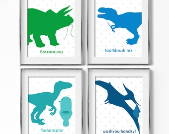 Dinosaur Bathroom Wall Decor Digital Download Ideas For Kids