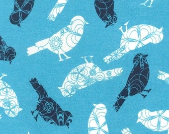 Blue bird fabric | Etsy