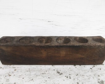 6 Hole Solid Wood Sugar Mold Mexico Pilloncillo Rustic