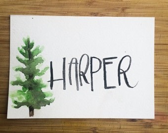 Pine tree painting | Etsy