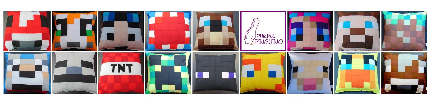All Minecraft Cushions Made With 64 Individual by PurplePinguino