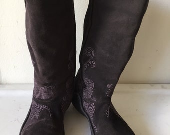 Purple suede boots | Etsy