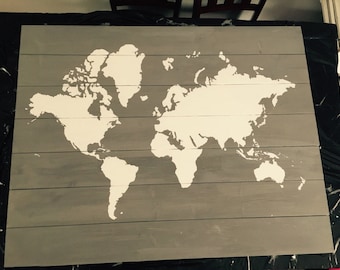 Wooden world map | Etsy