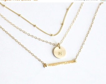 Dainty Layered Necklace Set of 2 Initial by TheSilverWren on Etsy