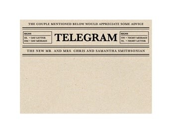 Wedding telegram | Etsy