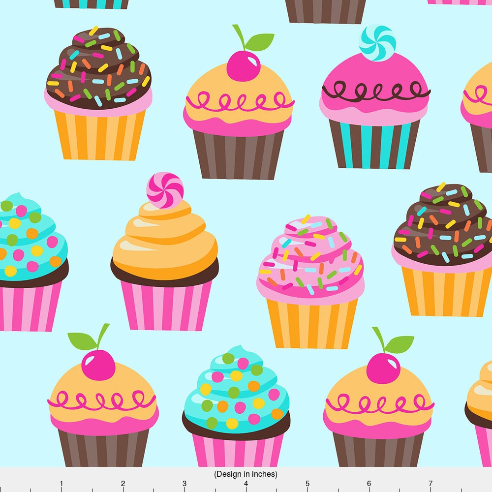 Cupcake Fabric Sugar Rush Cupcakes By Bzbdesigner Hipster