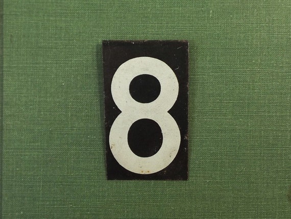 vintage 30s metal sign number 8 60mm industrial metal sign