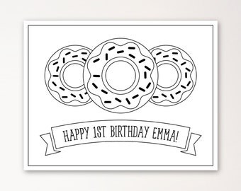 Donut coloring page | Etsy