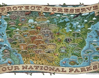 National parks map | Etsy