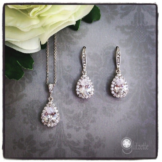 Bridesmaid Jewelry Set Simple Bridal Jewelry Set by Glitzette