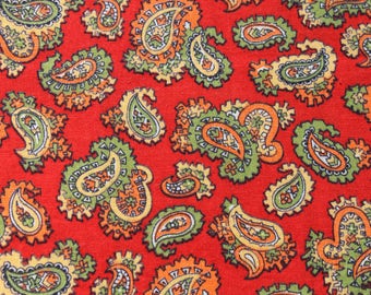 Red paisley fabric | Etsy
