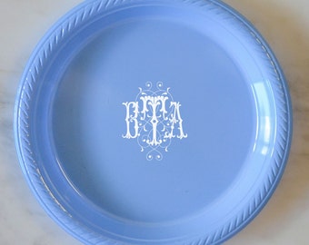 Personalized Monogram Plastic Plates Custom Printed Party