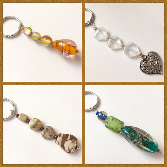 Items similar to Beaded Keyrings Keychains Key Holders Zipper Charms ...