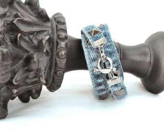 Denim bracelet | Etsy
