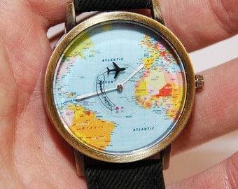 Unique world map watch related items | Etsy