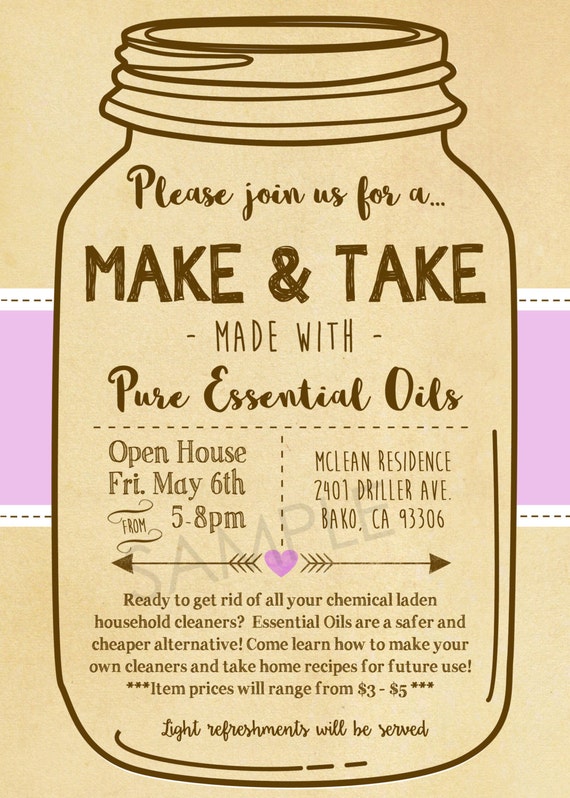 Make and Take Party / Essential Oils / Diy Party / Mason Jar