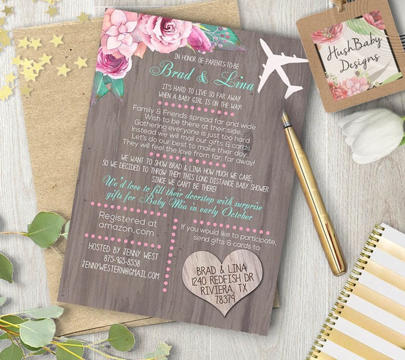 Long Distance Baby or Bridal Shower Invitation PRINTABLE