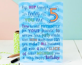 5 year old card | Etsy