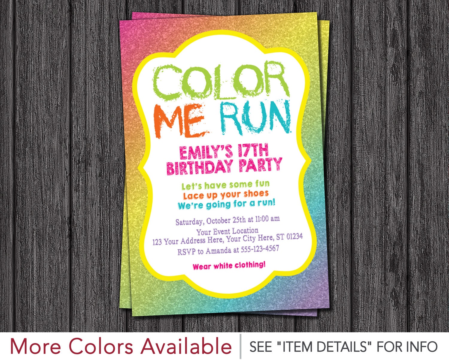 Color Run Invitation Color Run Birthday Party Invitations Color Run Invitation Color Run Birthday Party Invitations