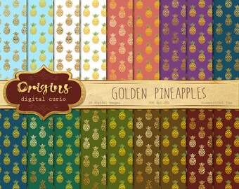 Flamingo Digital Paper Gold Pineapple Digital Paper: Summer