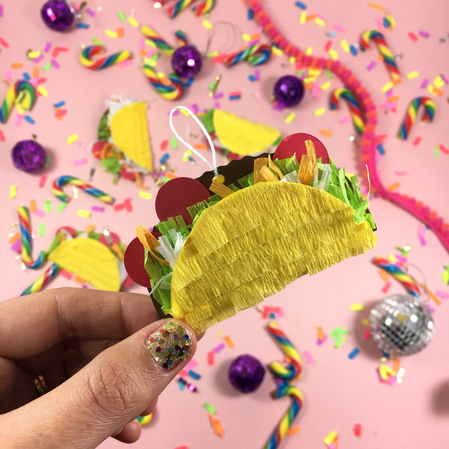 Mini Taco Pinatas 5 Taco Ornaments Fiesta Decorations