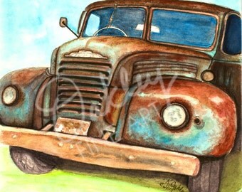 Old truck painting | Etsy