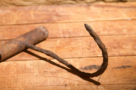 Antique Farm Hook Meat Hook Butchers Hog Hook Rusty Iron Hook