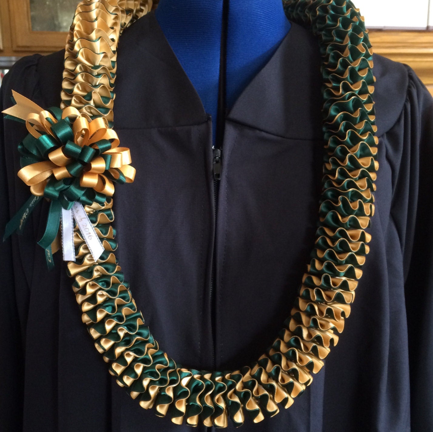 Cal Poly SLO Graduation Ribbon Lei Satin Plumeria Ribbon Lei