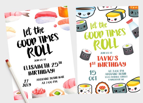 Sushi Invitation Sushi Birthday Invitation by GypsySoulArtStudio