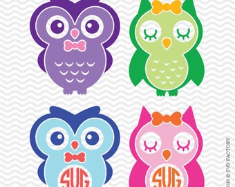 Owl monogram svg | Etsy