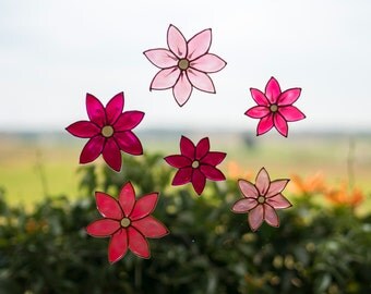 Glass door decal Flower stickers Floral decor Faux stained