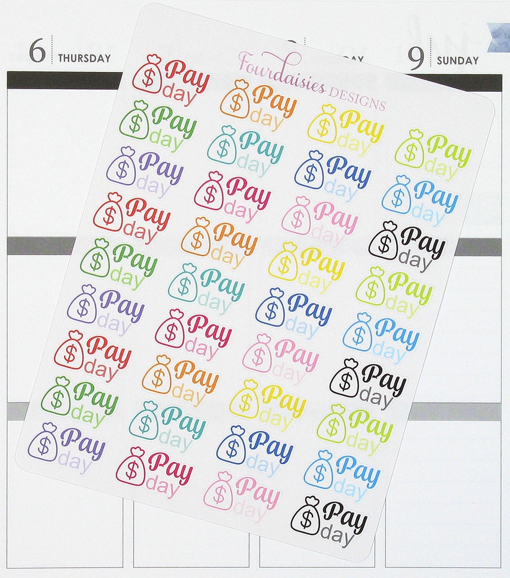 36 Pay Day Planner Stickers for Erin Condren Life Planner
