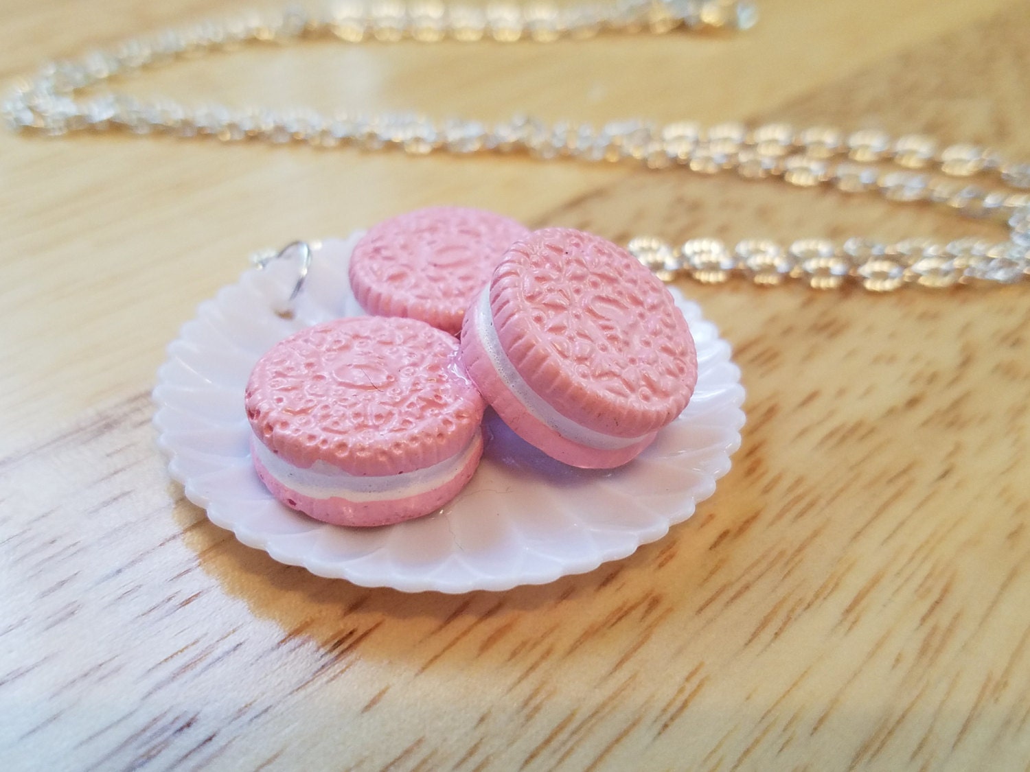 Plate of Pastel Pink Oreo Cookies Miniature by AngelicForest