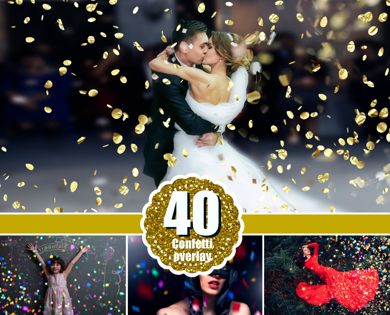 40 Confetti Photoshop Overlays Wedding Birthday confetti