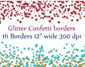 50%SALE Gold Confetti Borders clipart: GLITTER CONFETTI