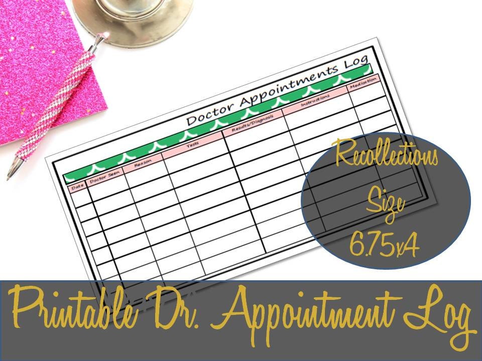 Doctor Medical Appointment Log Recollections Size Printable