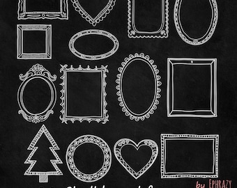 Items similar to Digital Chalk Frames // Chalkboard Clip Art Clipart ...