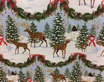 Winter scene fabric | Etsy