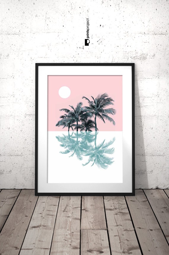 Palm Tree Print Pastel Art Tropical Print Palm By Printsproject