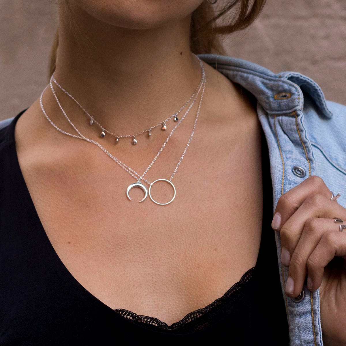 Gold circle necklace Round necklace Karma necklace