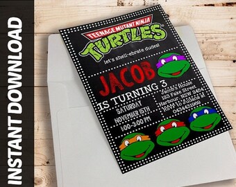 Ninja turtle invite | Etsy