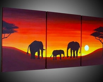 Triptych painting | Etsy